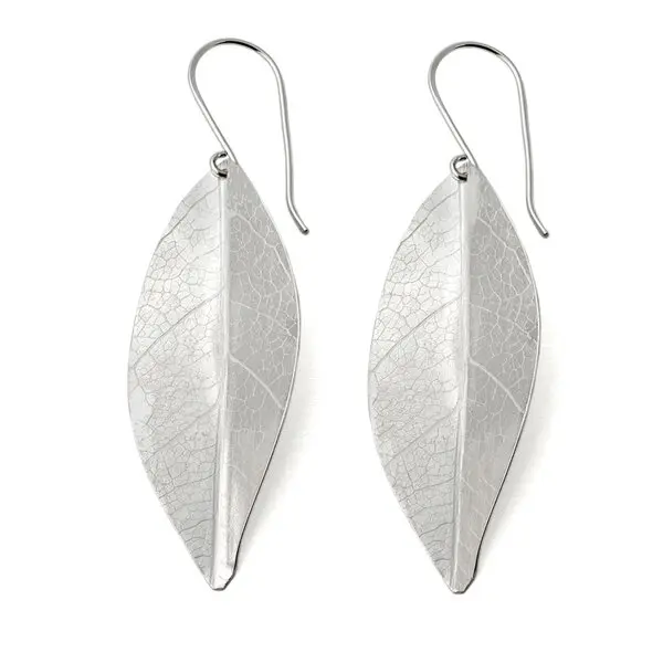 ZULA JEWELRY + DESIGN Spring Leaf Extra Large Earrings - Silver
