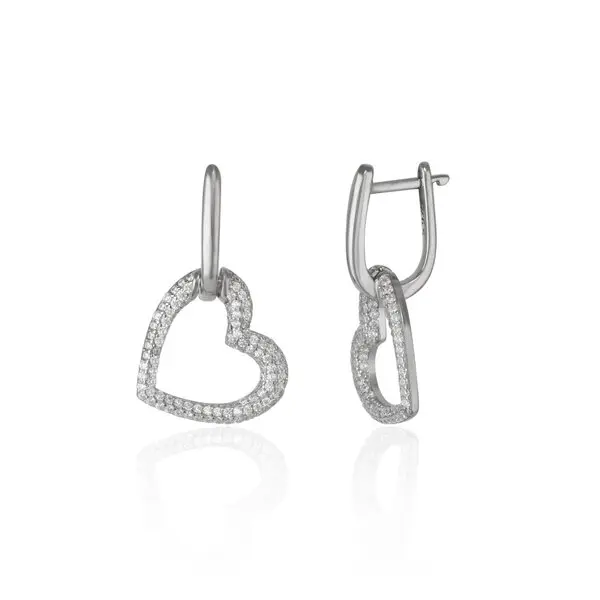 SPERO LONDON Heart Sterling Drop Earrings - Silver