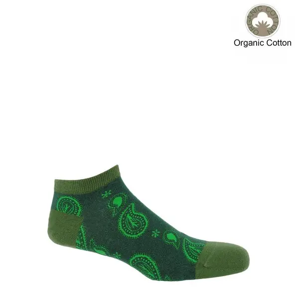 PEPER HAROW - MADE IN ENGLAND Paisley Trainer Socks - Green