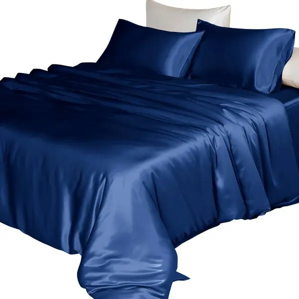 SOFT STROKES SILK Pure Mulberry Silk Duvet Cover Double Navy - Blue