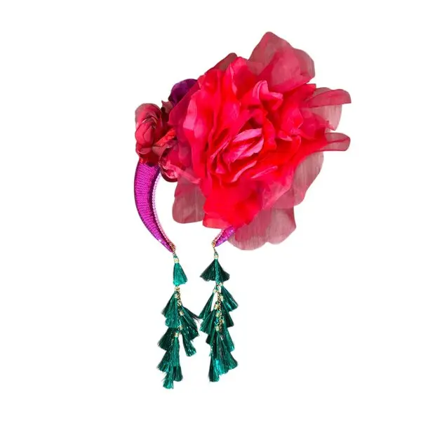 JULIA CLANCEY Jagger Rose Flower Headband - Red