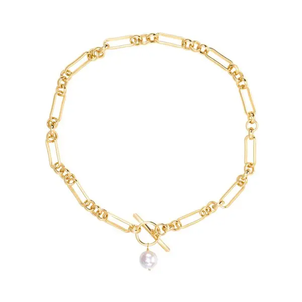 ARCTIC FOX & CO. Molten Chunky Chain Pearl Necklace - Gold