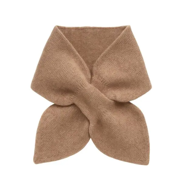 MY LITTLE NATURE Pure Cashmere Scarf Bow Tie Neck Warmer Camel Color - Brown