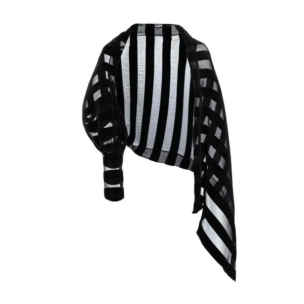 SILVIA SERBAN Pleated Organza Scarf-shawl - Black