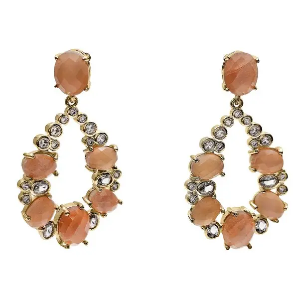 FARRA Statement Stone Drop Earrings - Orange