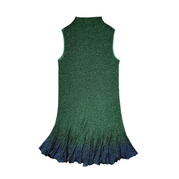 ARTO. Lurex Metallic Ribbed Knit Dress - Green