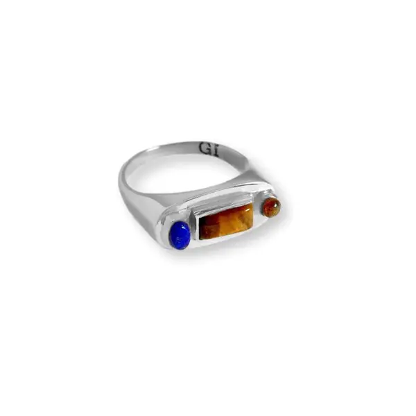 GEM ISLAND Solis Ring - Silver/blue/brown