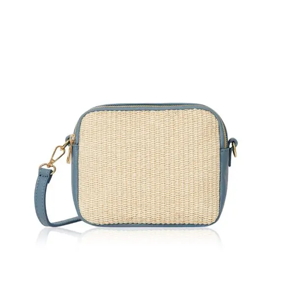 BETSY & FLOSS Raffia And Leather Crossbody Bag