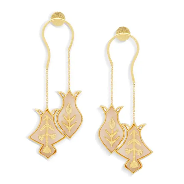 DHWANI BANSAL Hamsa Mother-of-pearl Drop Earrings - Gold