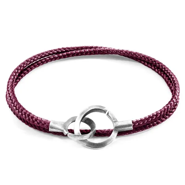 ANCHOR & CREW Montrose Silver & Rope Bracelet - Purple