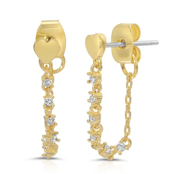 NATIVE GEM Heart Throb Ear Chain Earrings - Gray/yellow