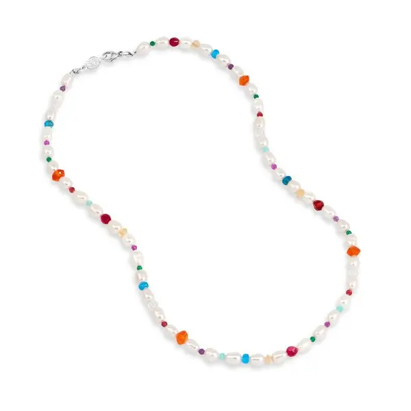 DOWER & HALL Carnival Mixed Gemstone Necklace - Blue/gray/white/yellow