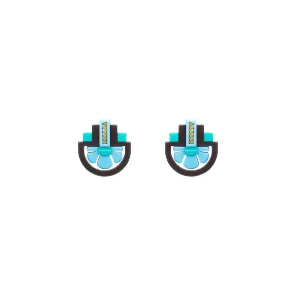 GISSA BICALHO Acrylic Three Flower Earrings - Blue