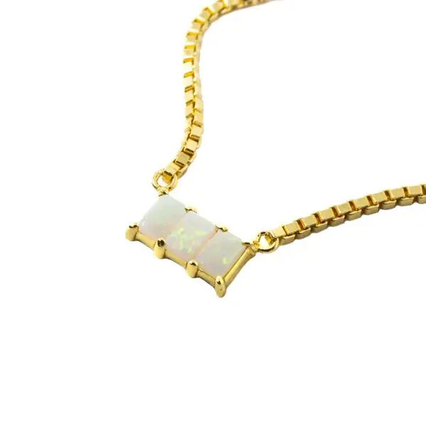 NASI SILVER Kadima Baguette Necklace With Opal - White