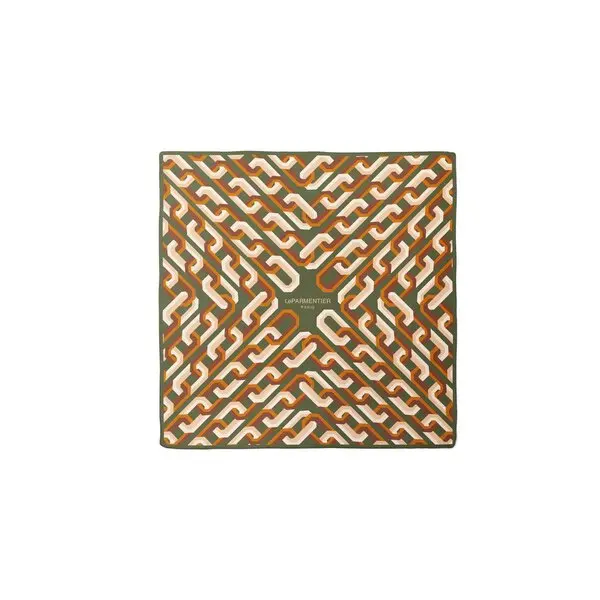 LE PARMENTIER Chain Motif Bandana Silk Scarf - Green