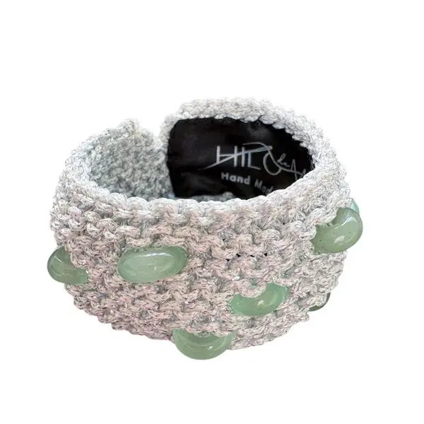 HILO DE MAR Green / Gold Narrow Bracelet With Green Crystal - Green/gold