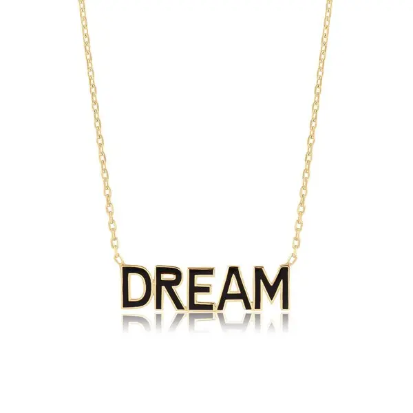 SHYMI Dream Name Plate Necklace - Gold/black