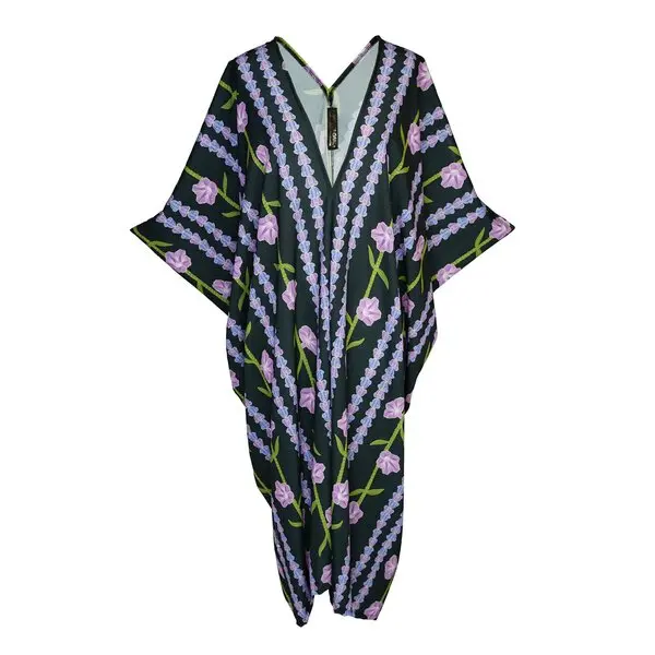 JENNAFER GRACE Bloomline Caftan - Black/purple
