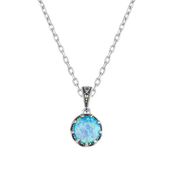 SPERO LONDON Round Opal Sterling Silver Pendant Necklace - Blue