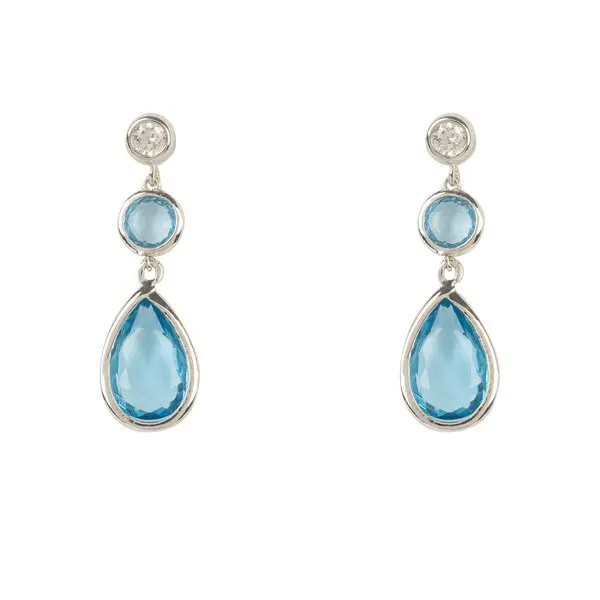 LATELITA Tuscany Gemstone Drop Earrings - Blue/silver