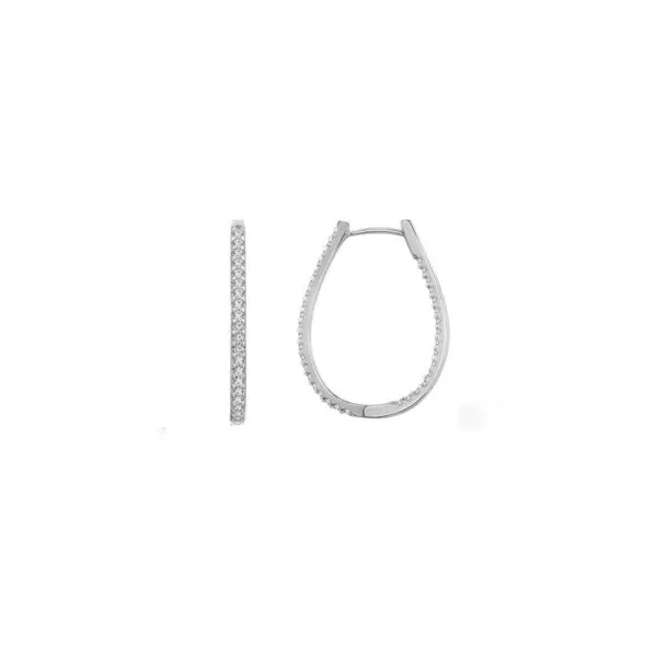 DIAMONBLISS Oval Hoop Earrings - White
