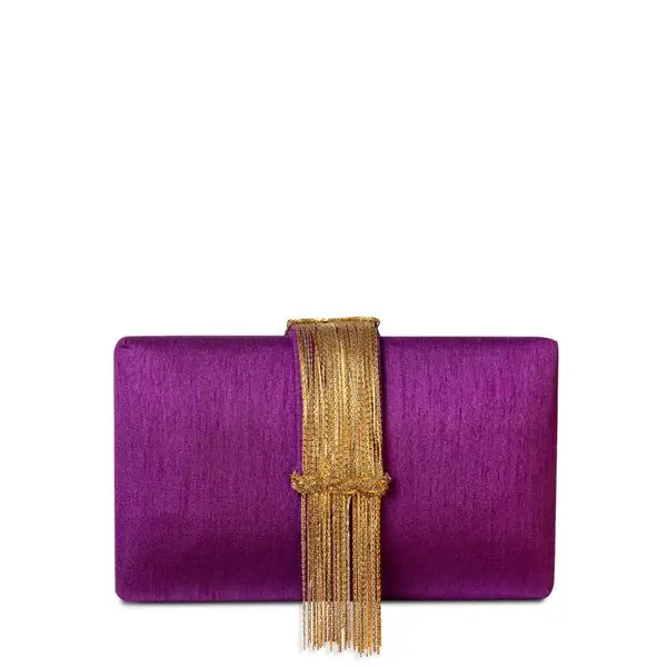 SIMITRI Royal Fringe Clutch - Purple/gold