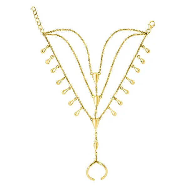 LUCY QUARTERMAINE Drop Hand Chain In Vermeil - Gold