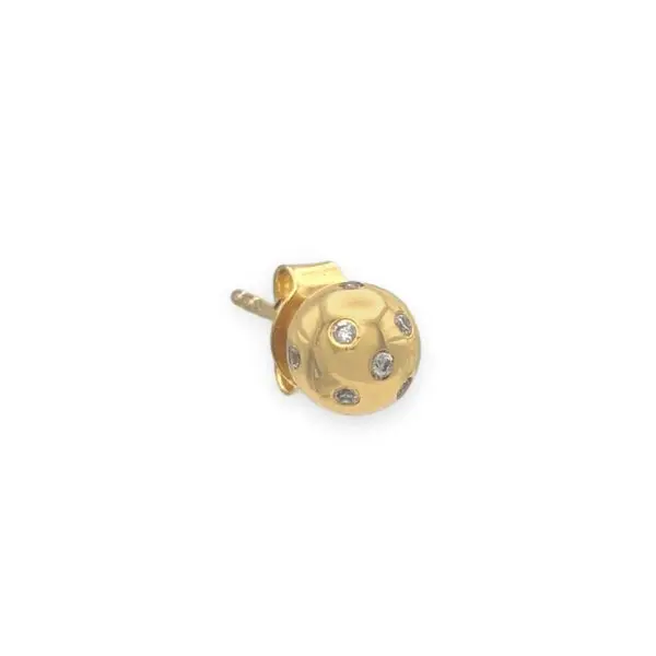 FRENVYRN 18k Vermeil Ball Stud Earring With Cubic Zirconia - Gold