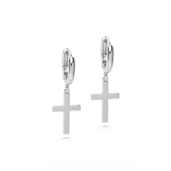 NIALAYA JEWELRY Small Cross Earrings - Silver