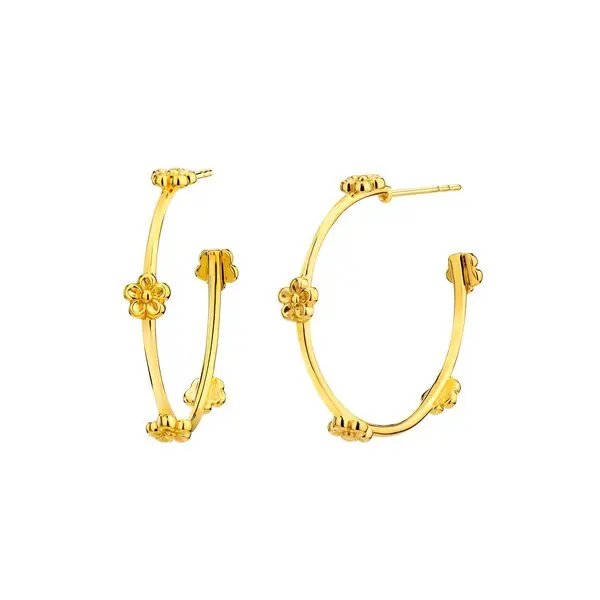 GOLD & HONEY Flower Station Hoop Earrings - Gold