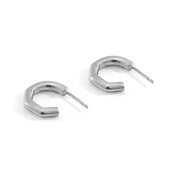 ANCHOR & CREW Gilbert Angled Circle Geometric Earring Studs - Silver