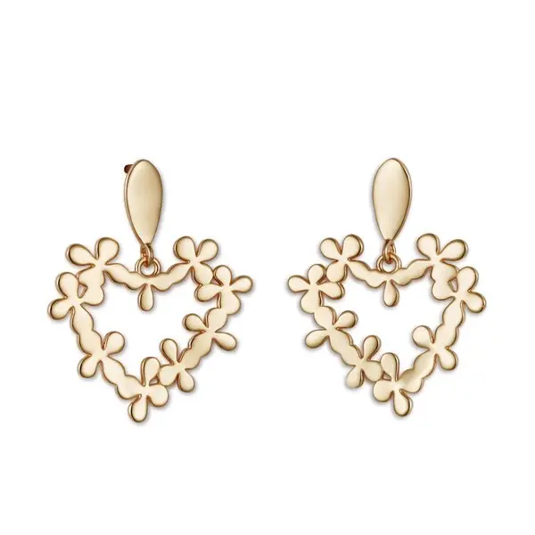 TOOLALLY Mini Hearts In Flowers Earrings - Gold