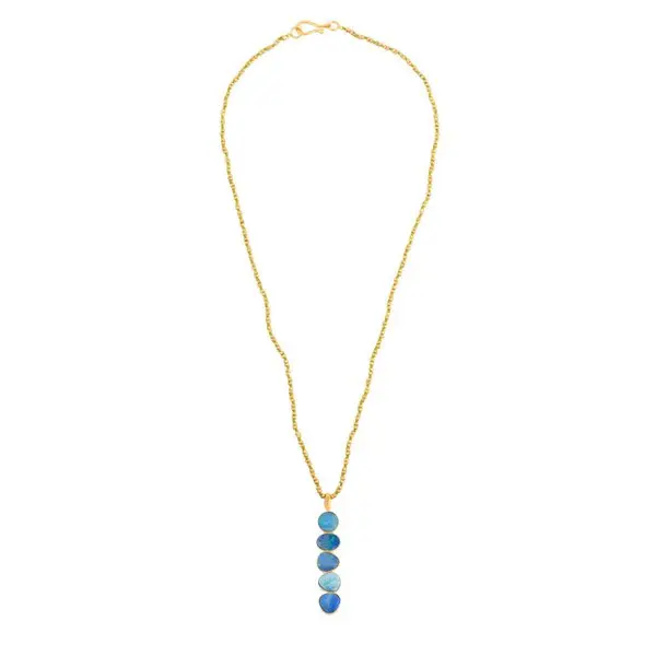 OPIUM JEWELS Australian Opal Wand Pendant Necklace - Gold/blue