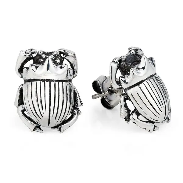 YASMIN EVERLEY JEWELLERY Little Scarab Stud Earrings - Silver