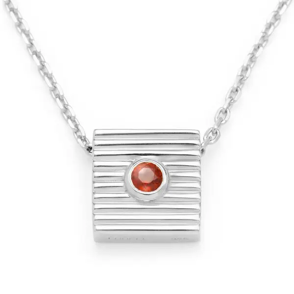 KOUREE Sterling Charm Pendant Necklace With Hessonite Garnet - Silver