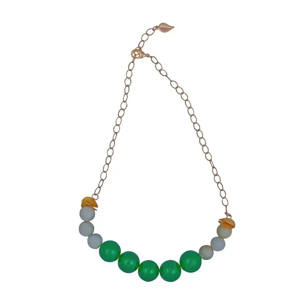 MAGPIE ROSE Onyx & Jade Vermeil Gold Necklace