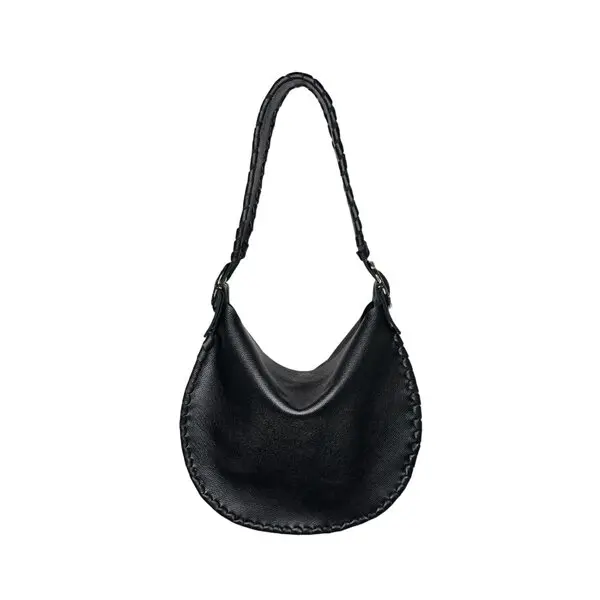 RUJ HERITAGE Hobo Bag In Pebbled Leather - Black