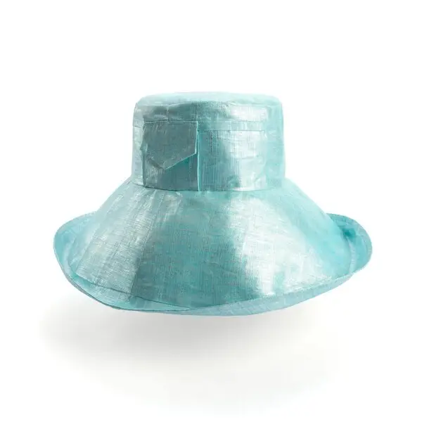 SIBI HATS Alexa Metallic Linen Wide Brim Hat - Blue