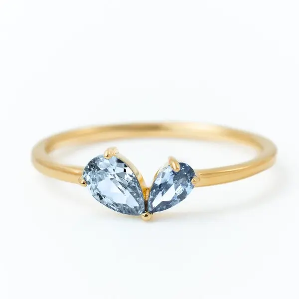 BELINDA JEWELZ Aquamarine Heart Toi Et Moi Ring - Blue