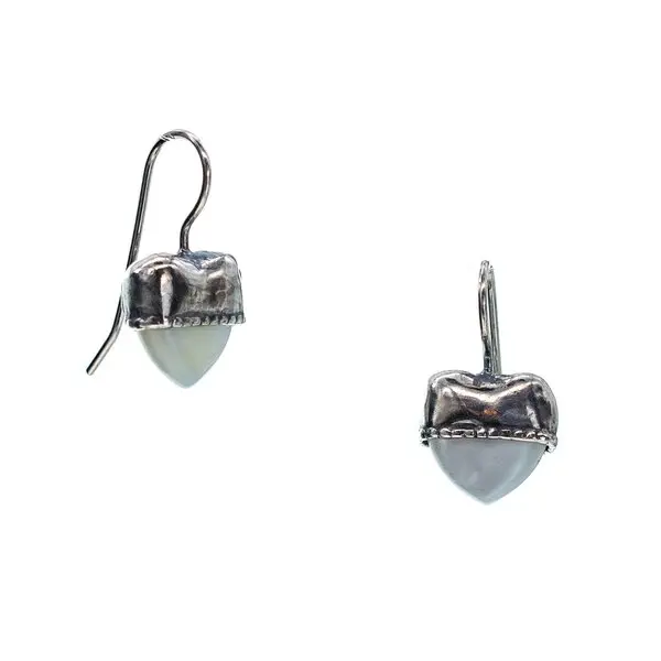 GEM KINGDOM Sterling Silver Heart Earrings - Silver/white