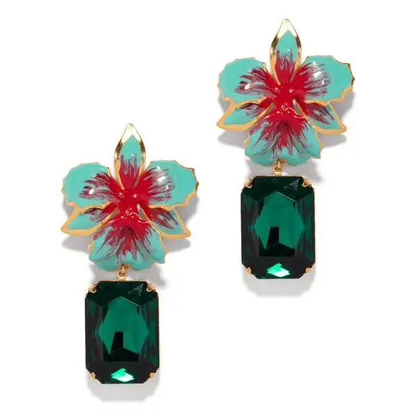 THE PINK REEF Vanilla Orchid Drop Earrings - Green