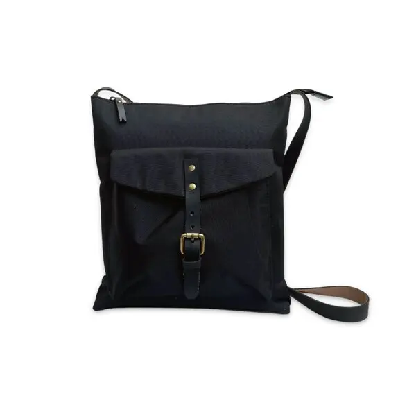 VIDA VIDA Nylon And Leather Messenger Bag - Black