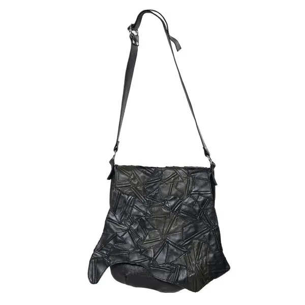 METAMORPHOZA Leather Patchwork Crossbody Bag - Black