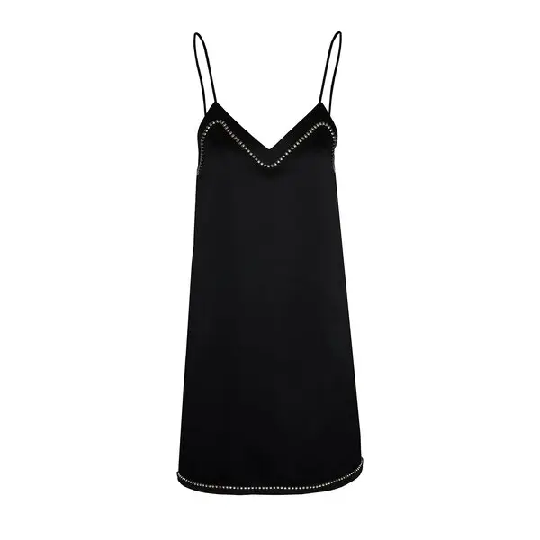 2KSTYLE Amina Hand Embellished Mini Dress With Metal Chain - Black