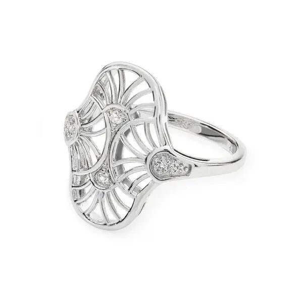 LUCY QUARTERMAINE Art Deco Oval Ring - Silver