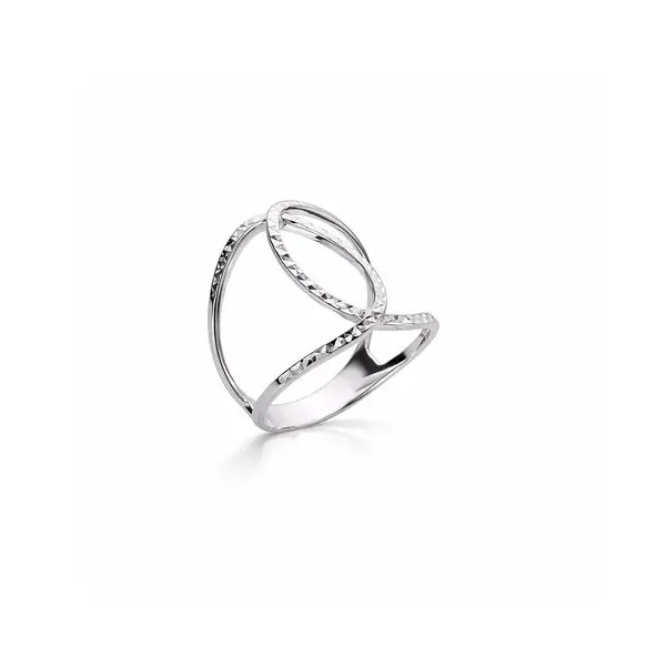 GOLD & HONEY Geometric Diamond-cut Ring - Silver