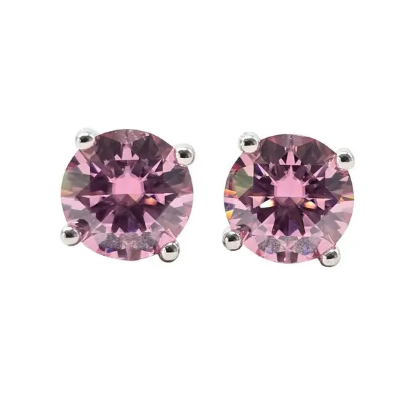 HARFI Sterling Silver Pink Tourmaline Moissanite Crystal Earrings - Silver/pink