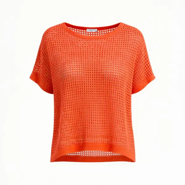 Haris Cotton Knitted Batwing Blouse With Lurex Thread