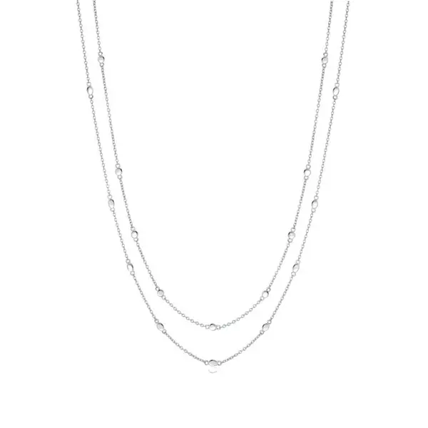 VANCHI Simona Double Chain Stacking Necklace - Silver