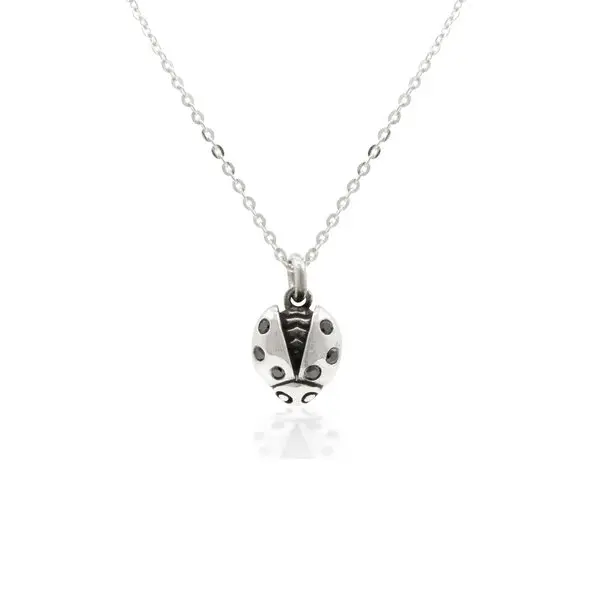LEE RENEE Ladybird Black Diamond Pendant Necklace - Silver